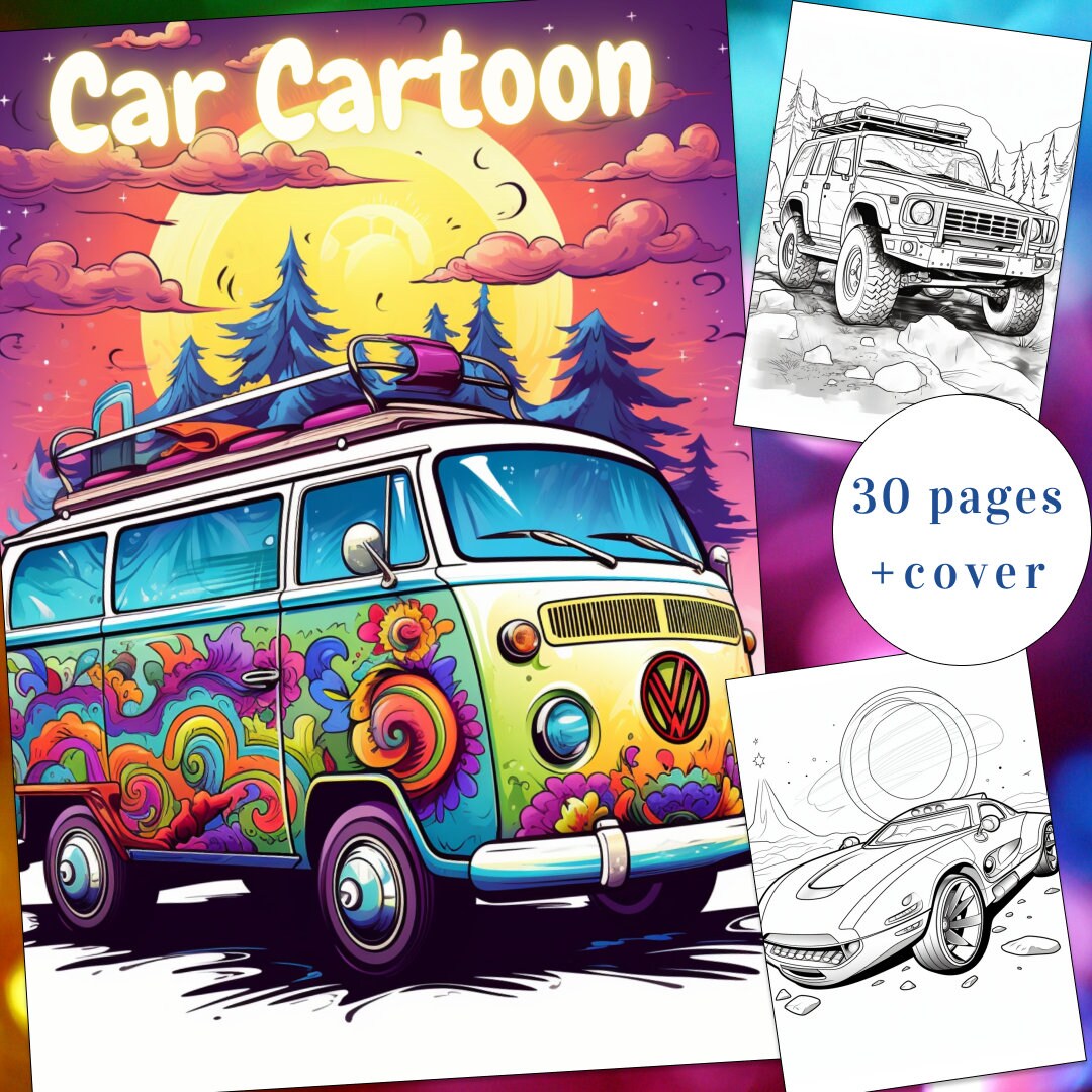 30 Car Coloring Book, Car Cartoon Coloring Page, Cars Coloring, Auto ...