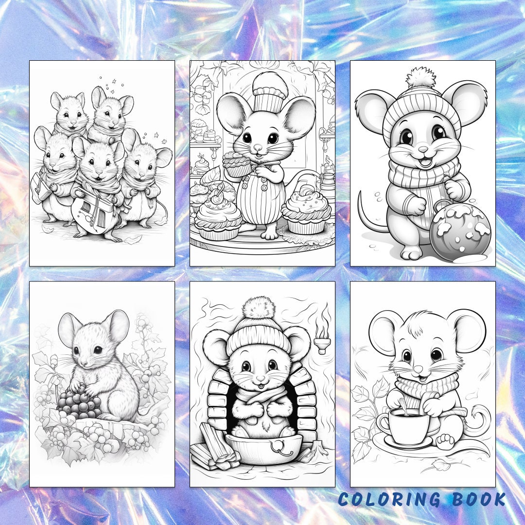 29 Winter Mouse Coloring Page, Cute Mouse Coloring Book, Adults Kids ...