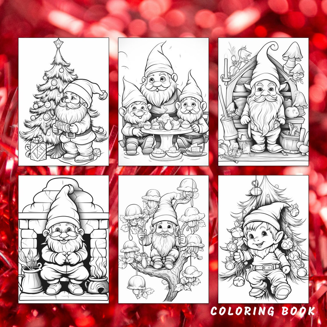 24 Christmas Gnome Coloring Page, Cute Gnome Coloring, Gnomes Coloring ...