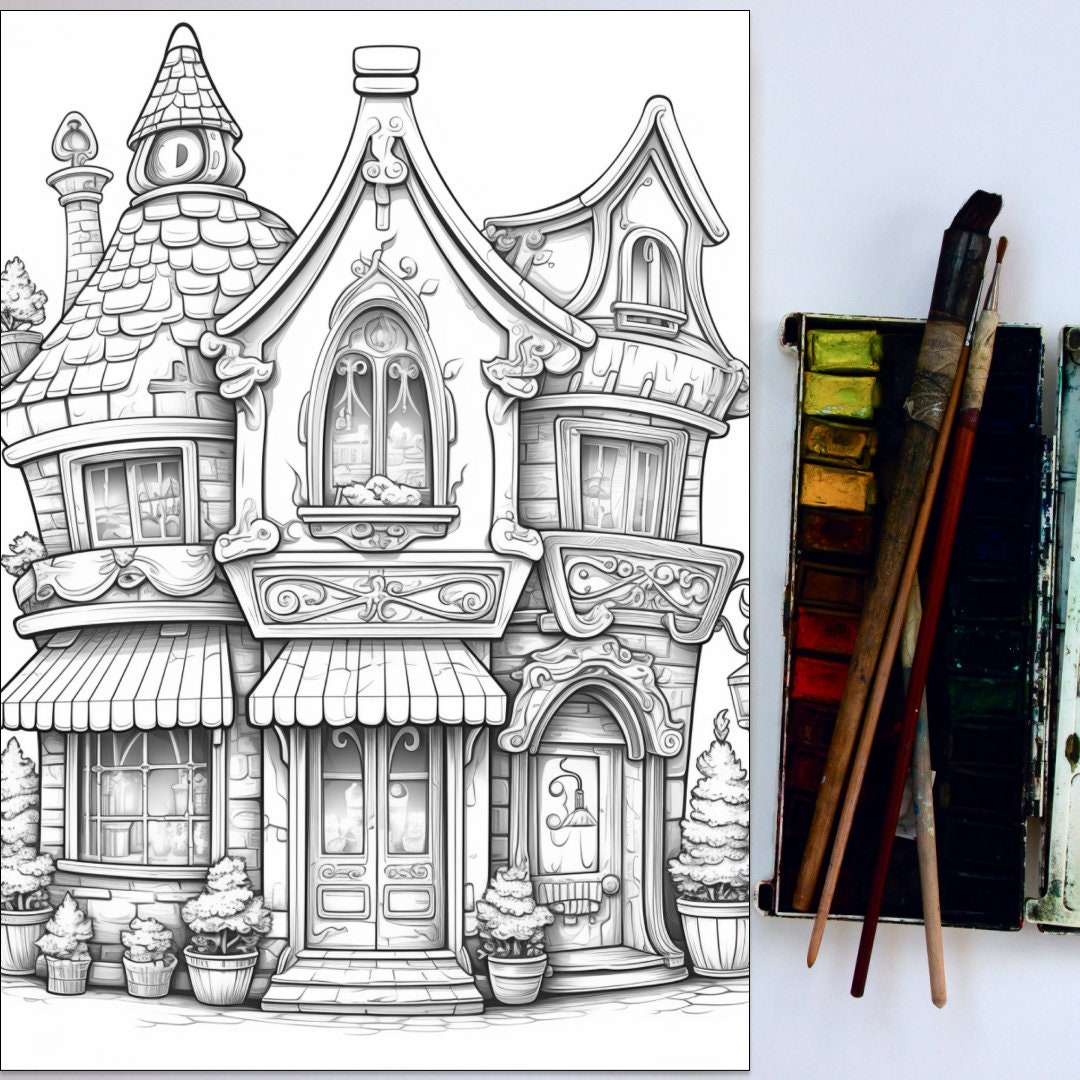 38 Winter Storefront Coloring Page, Fantasy Coloring, Winter Coloring ...