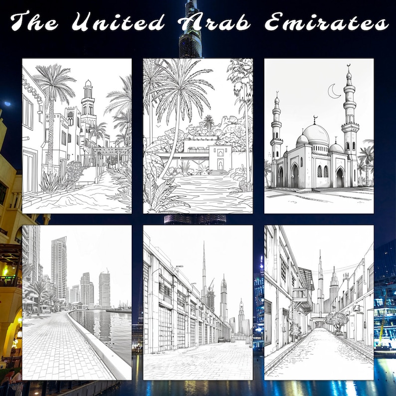 27 UAE Coloring Book, Architecture Coloring,dubai Coloring Page,united ...