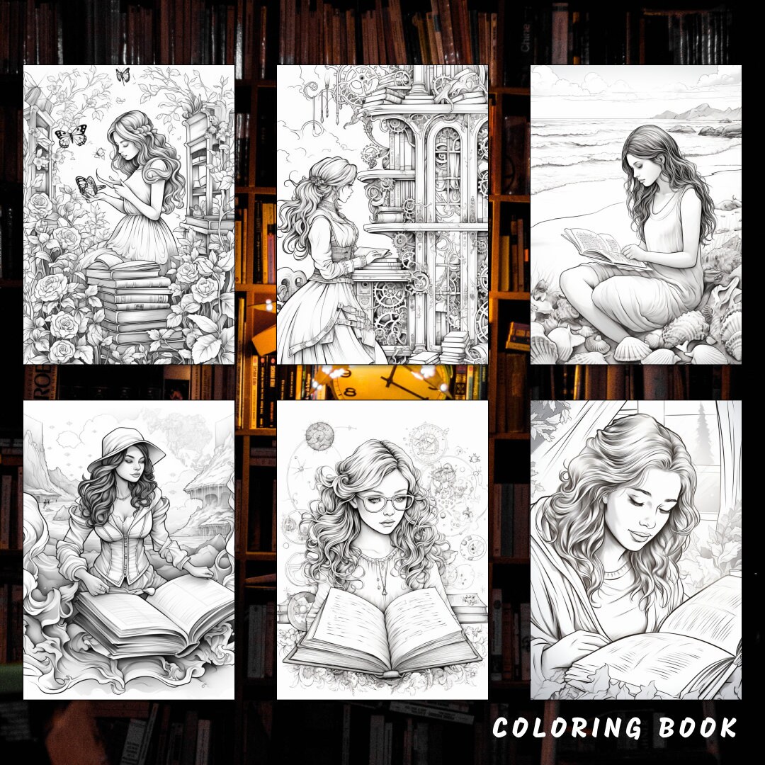 26 Lady Coloring Page, Lady Coloring Book, Lady and Books Coloring Book ...