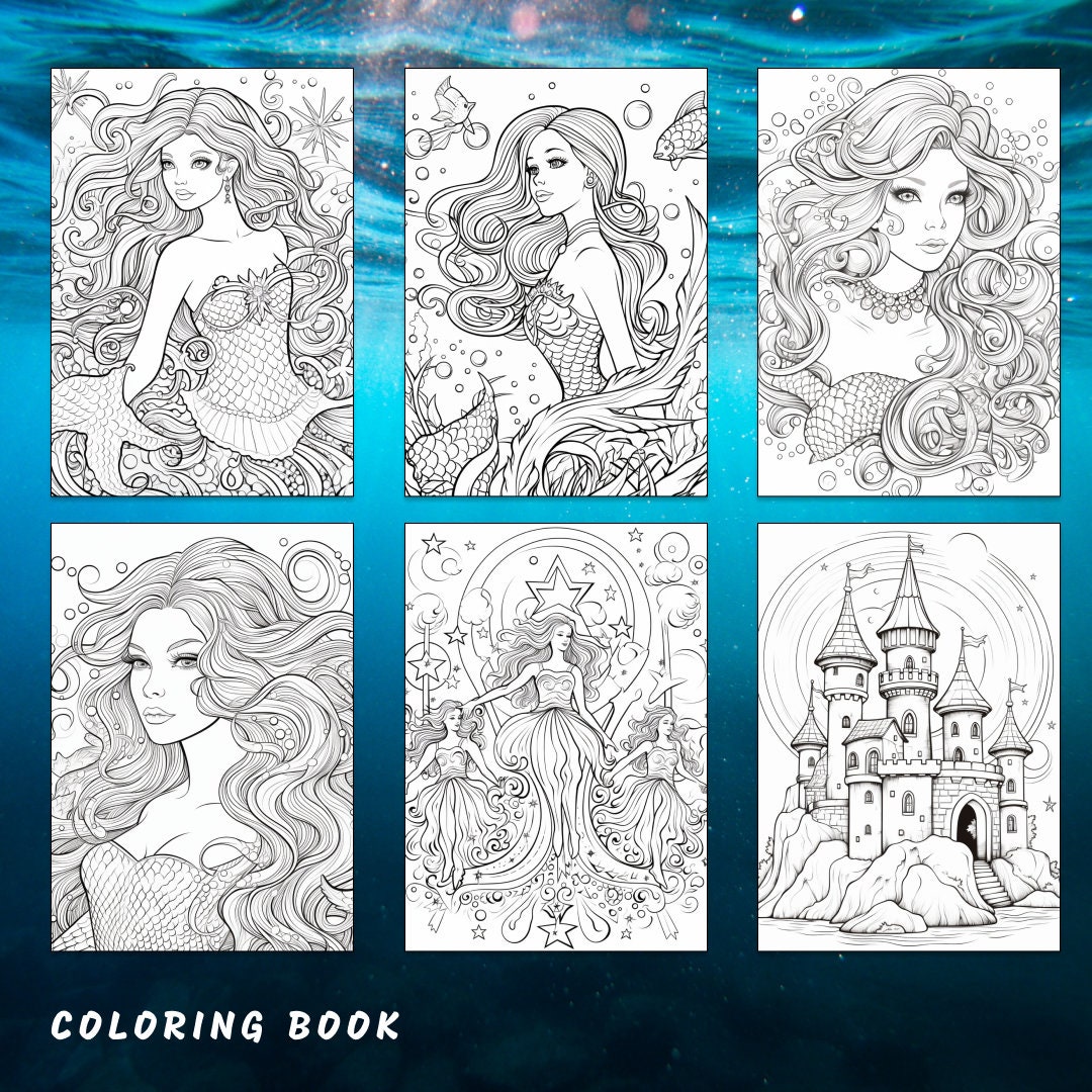 30 Mermaid Coloring Page, Mermaid Coloring Book, Coloring Book, Adults ...