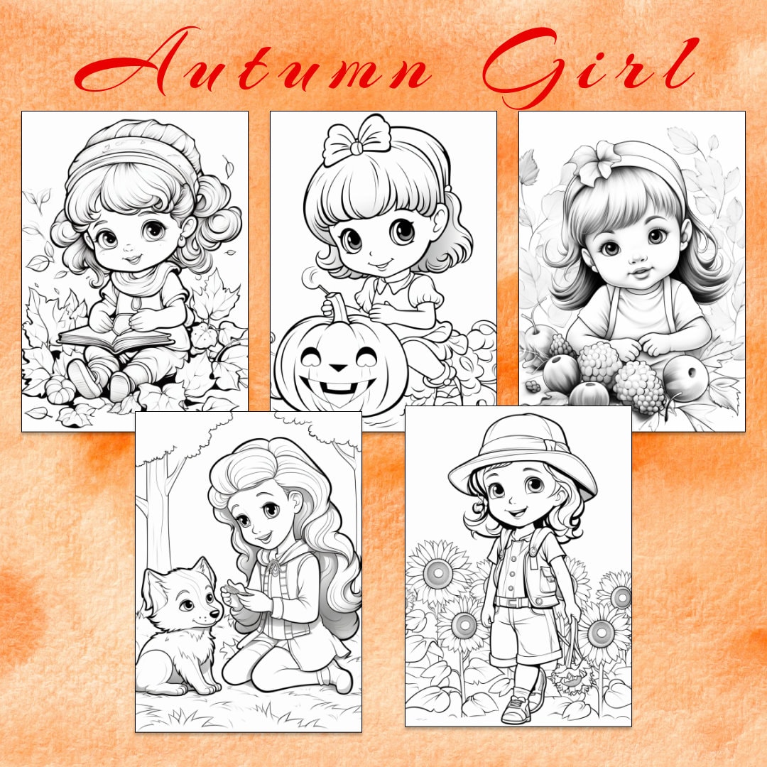26 Autumn Girl Coloring Page, Cute Girl Coloring, Autumn Coloring ...