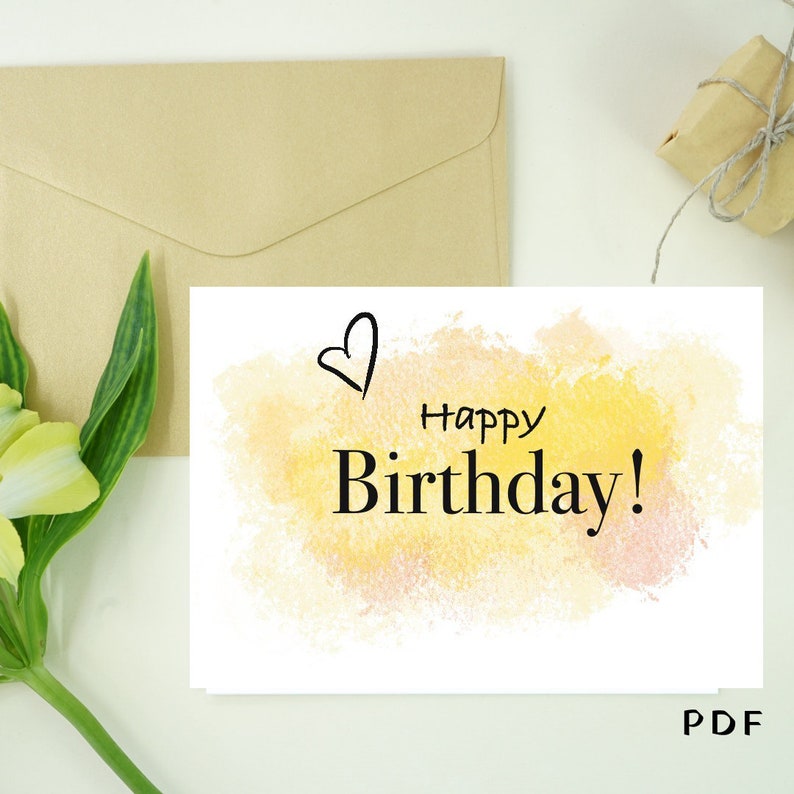 Printable Birthday Card, Happy Birthday Card, Digital Birthday Card ...