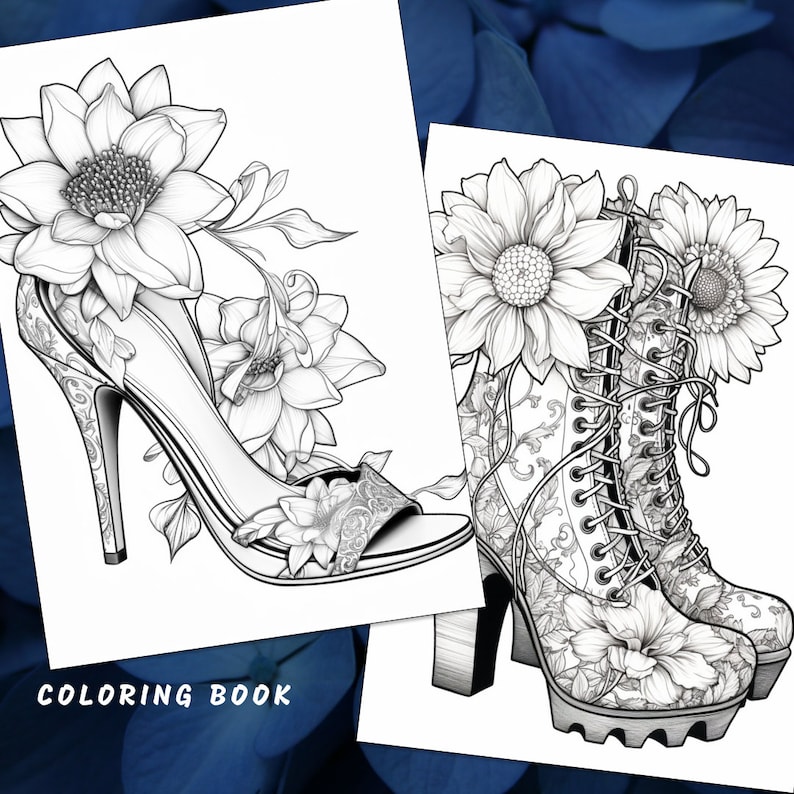 29 Blooming Shoes Coloring Page, Shoes Coloring Book, Heels Coloring ...