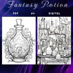 32 Fantasy Potion Coloring Page, Fantasy Coloring, Poison Coloring Book ...