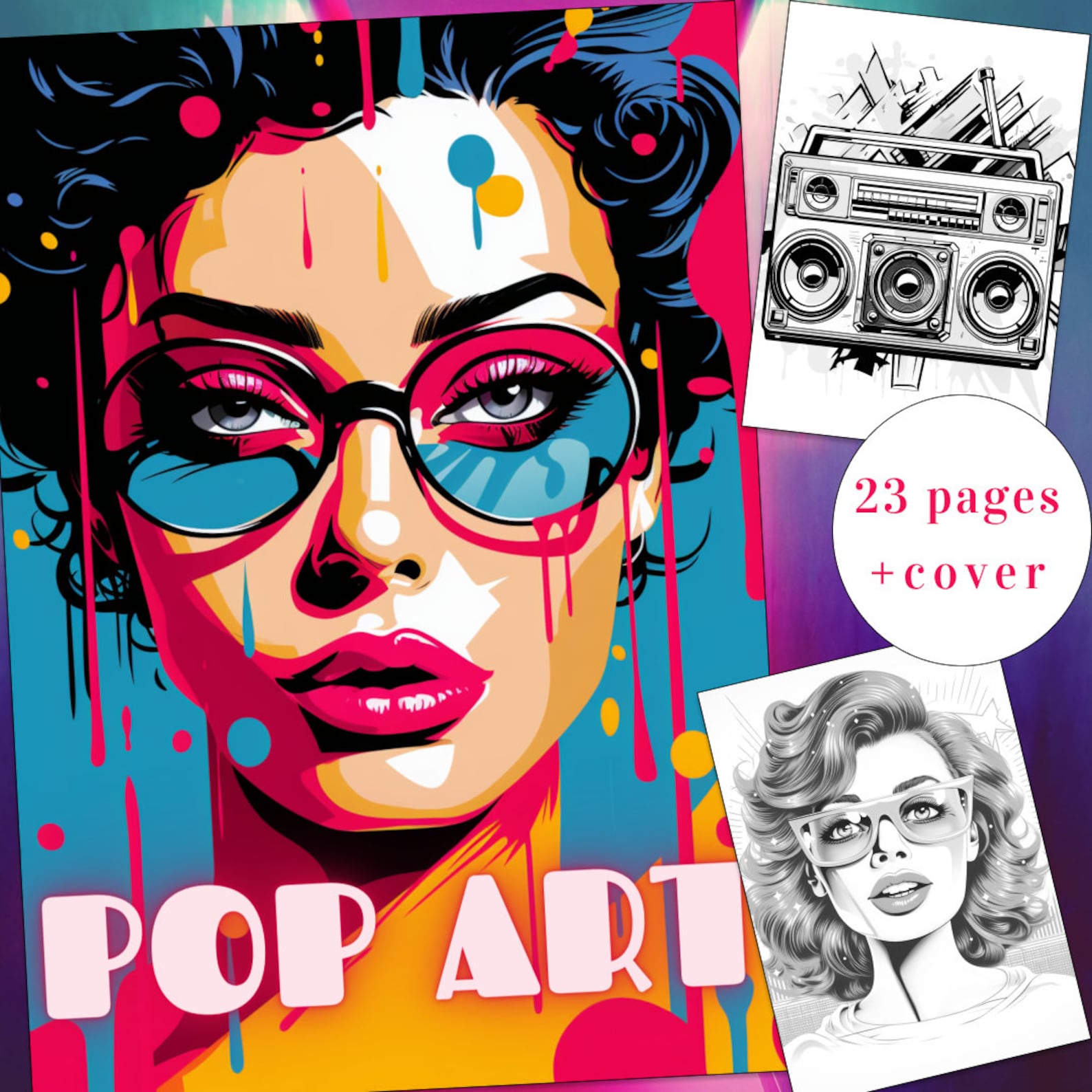 23 POP ART Coloring Page, Art Coloring Book, Pop Art Coloring Book ...