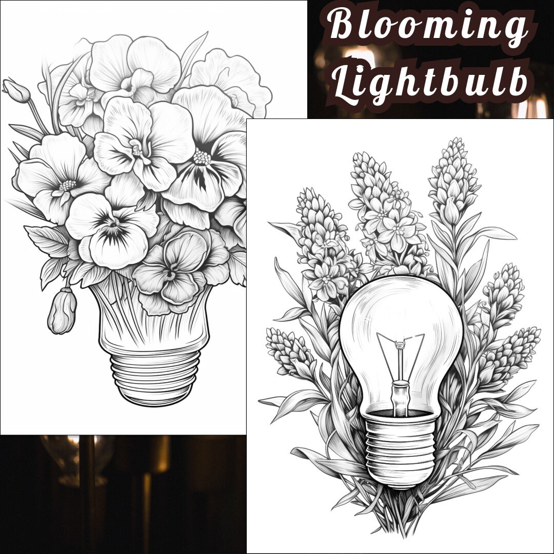 27 Blooming Lightbulb Coloring Page, Flower Coloring,lightbulb Coloring ...