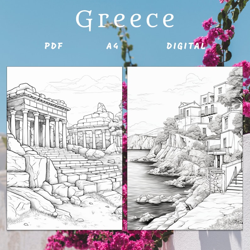 25 Greece Coloring Page, Greece Architecture Coloring, Greek Scenes ...