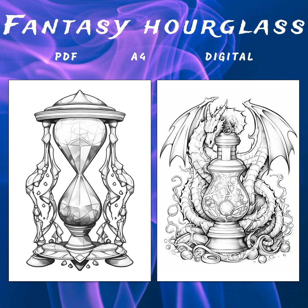 27 Fantasy Hourglass Coloring Page Fantasy Coloring - Etsy