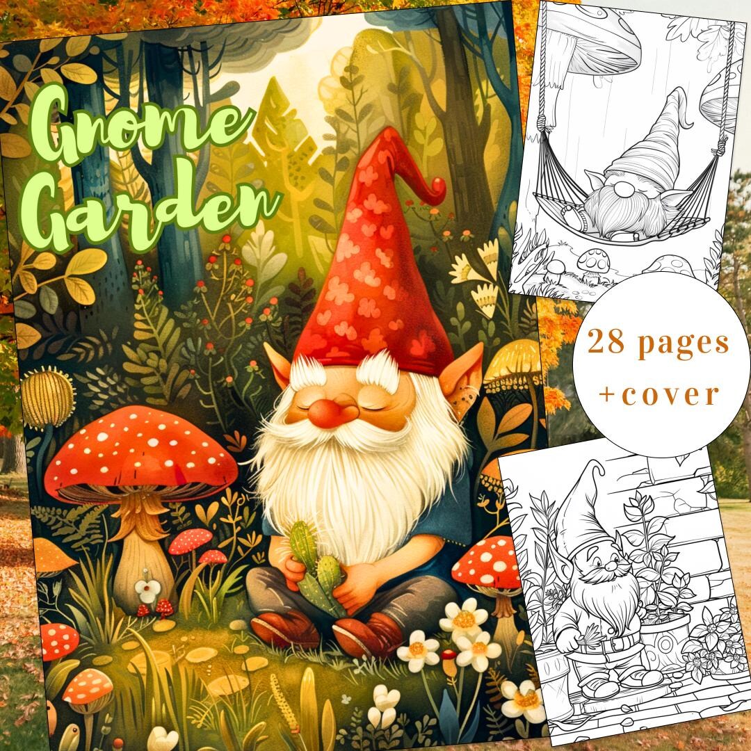 28 Gnome Coloring Book, Gnome Coloring Pages, Fantasy, Gnome Garden ...