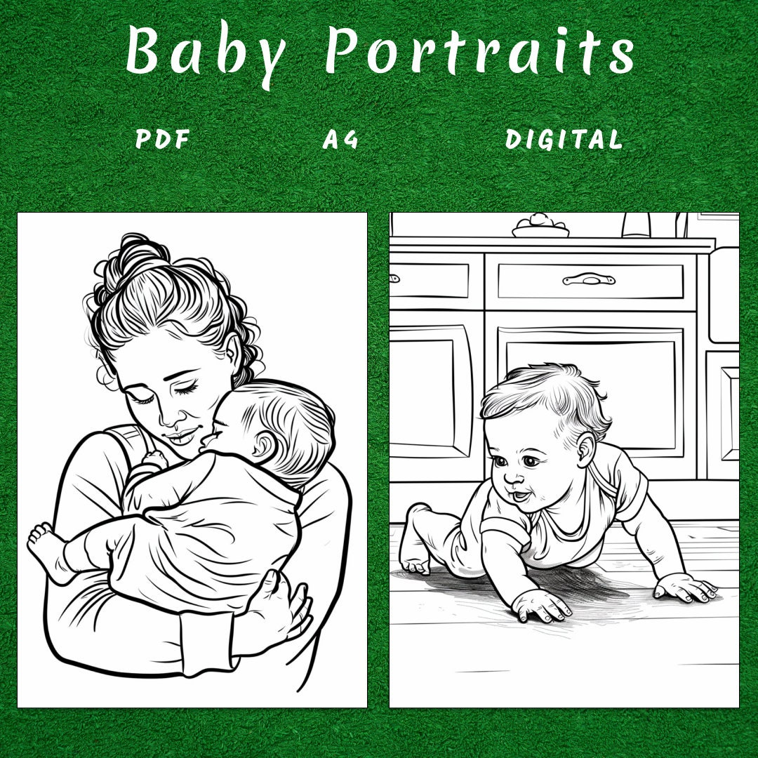 24 Baby Portraits Coloring Page, Baby Coloring Book, Portraits Coloring ...