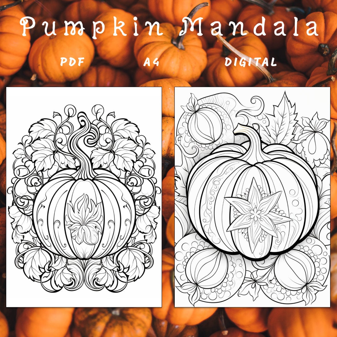 25 Pumpkin Mandala Coloring Page, Autumn Coloring, Coloring Book ...