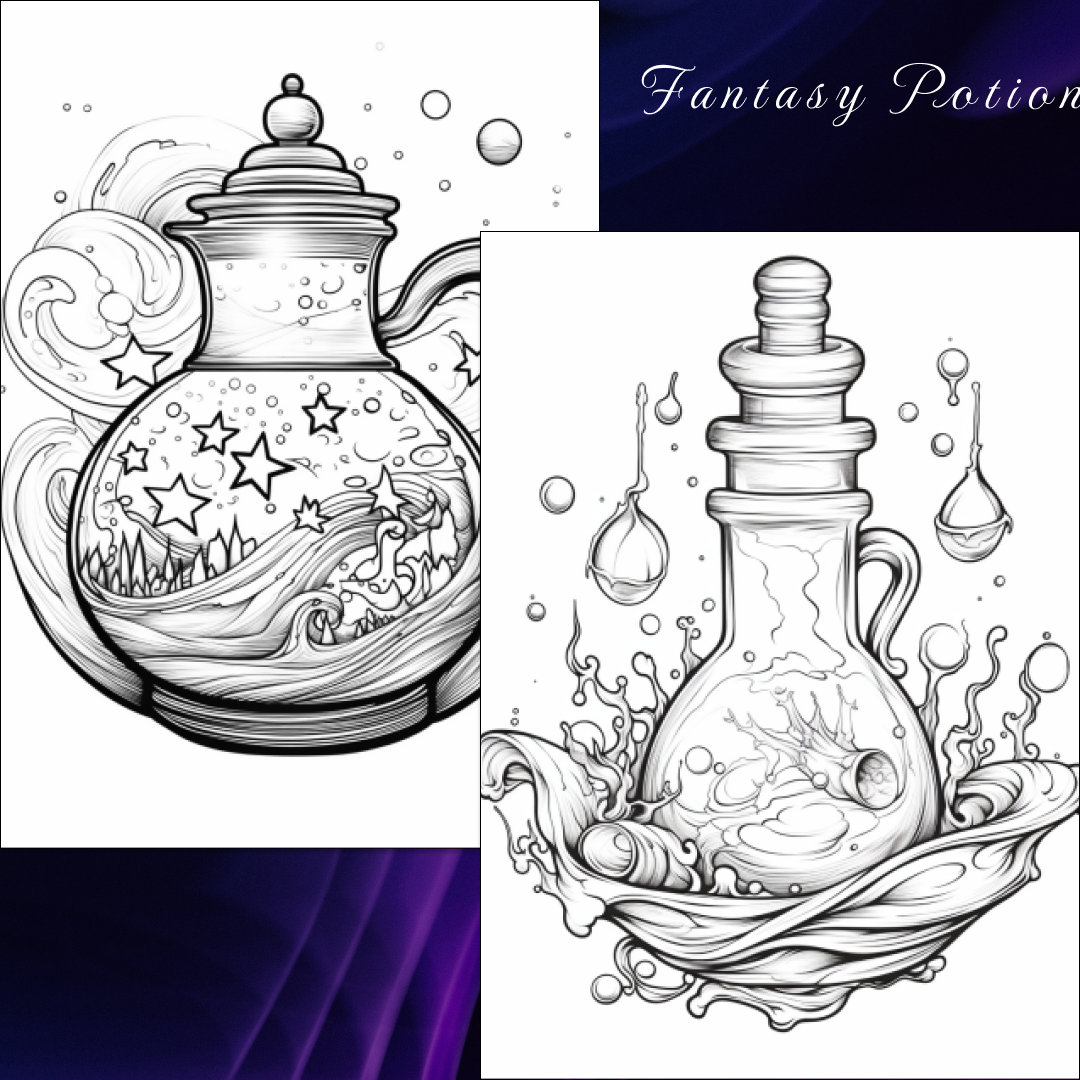 32 Fantasy Potion Coloring Page, Fantasy Coloring, Poison Coloring Book ...