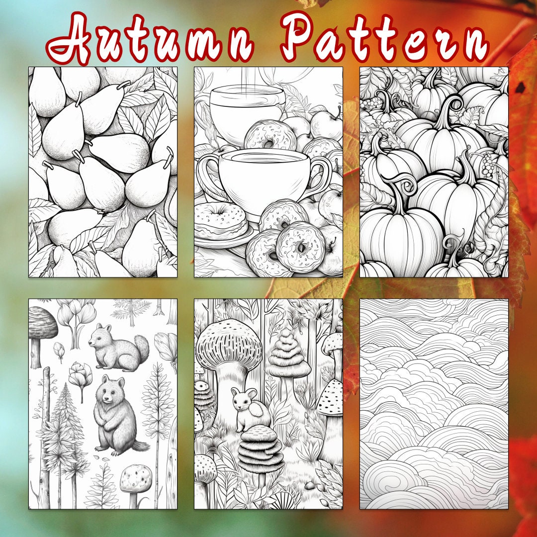 18 Autumn Pattern Coloring Page, Autumn Coloring Book, Pattern Coloring ...