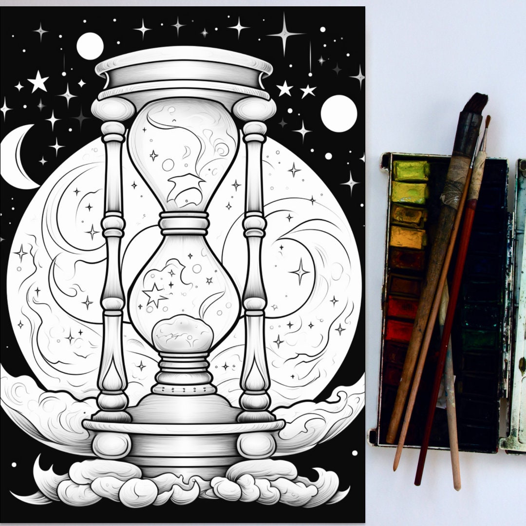 27 Fantasy Hourglass Coloring Page Fantasy Coloring Etsy