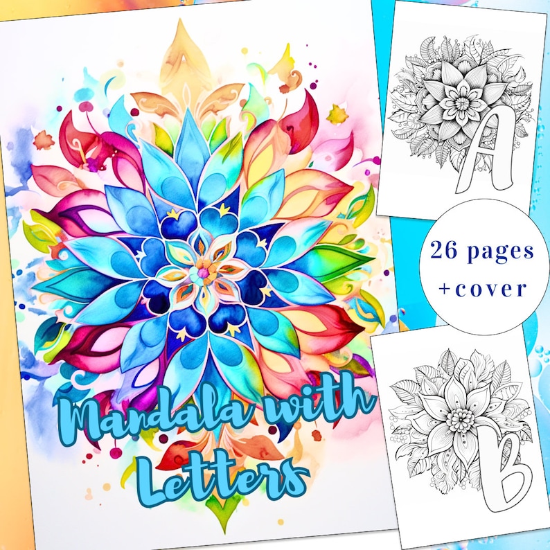 26 Mandala With Letters Coloring Page, Mandala Coloring Book, Letters ...