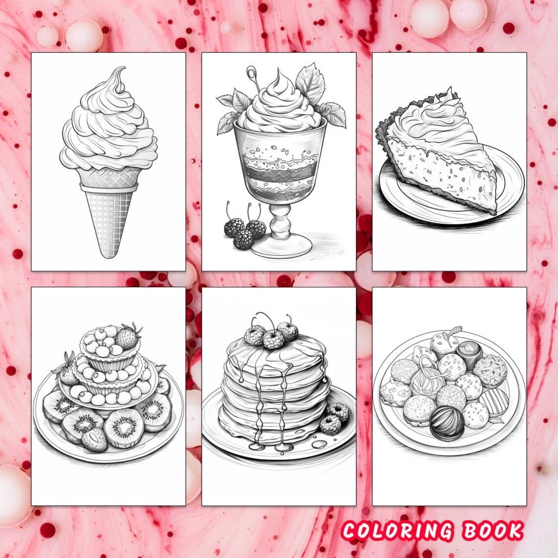 27 Desserts Coloring Page Cakes Coloring Book Desserts - Etsy