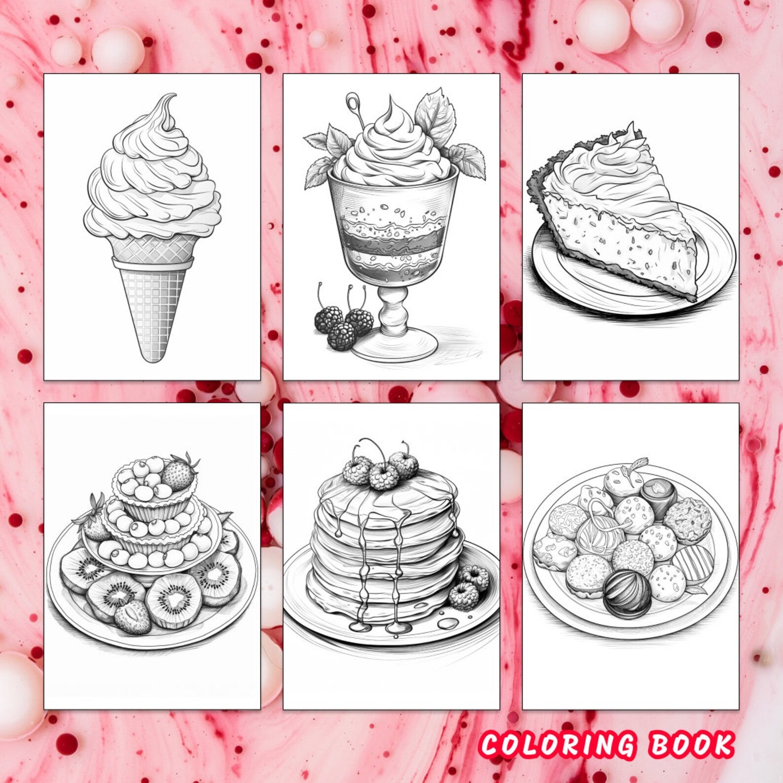 27 Desserts Coloring Page Cakes Coloring Book Desserts - Etsy