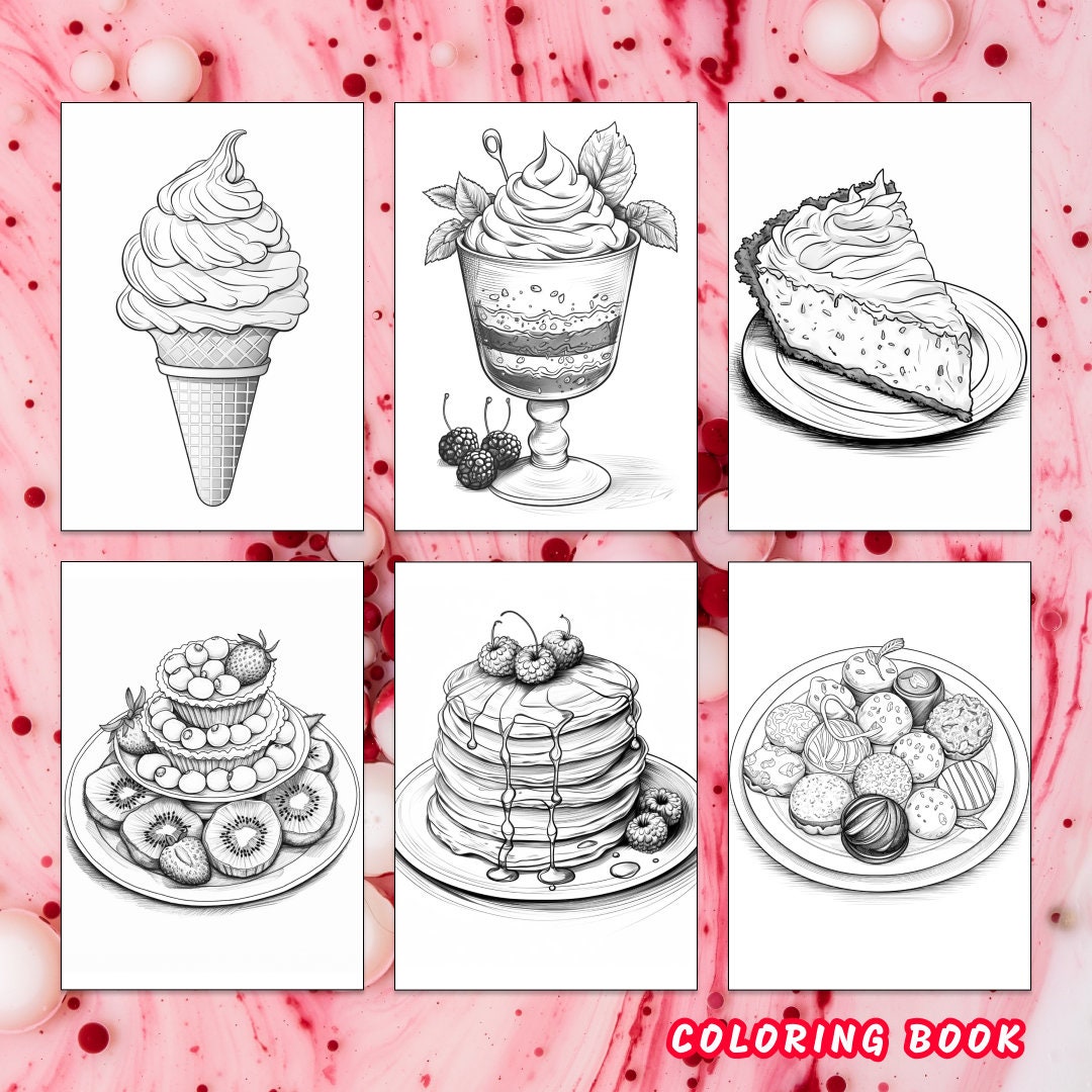 27 Desserts Coloring Page Cakes Coloring Book Desserts - Etsy
