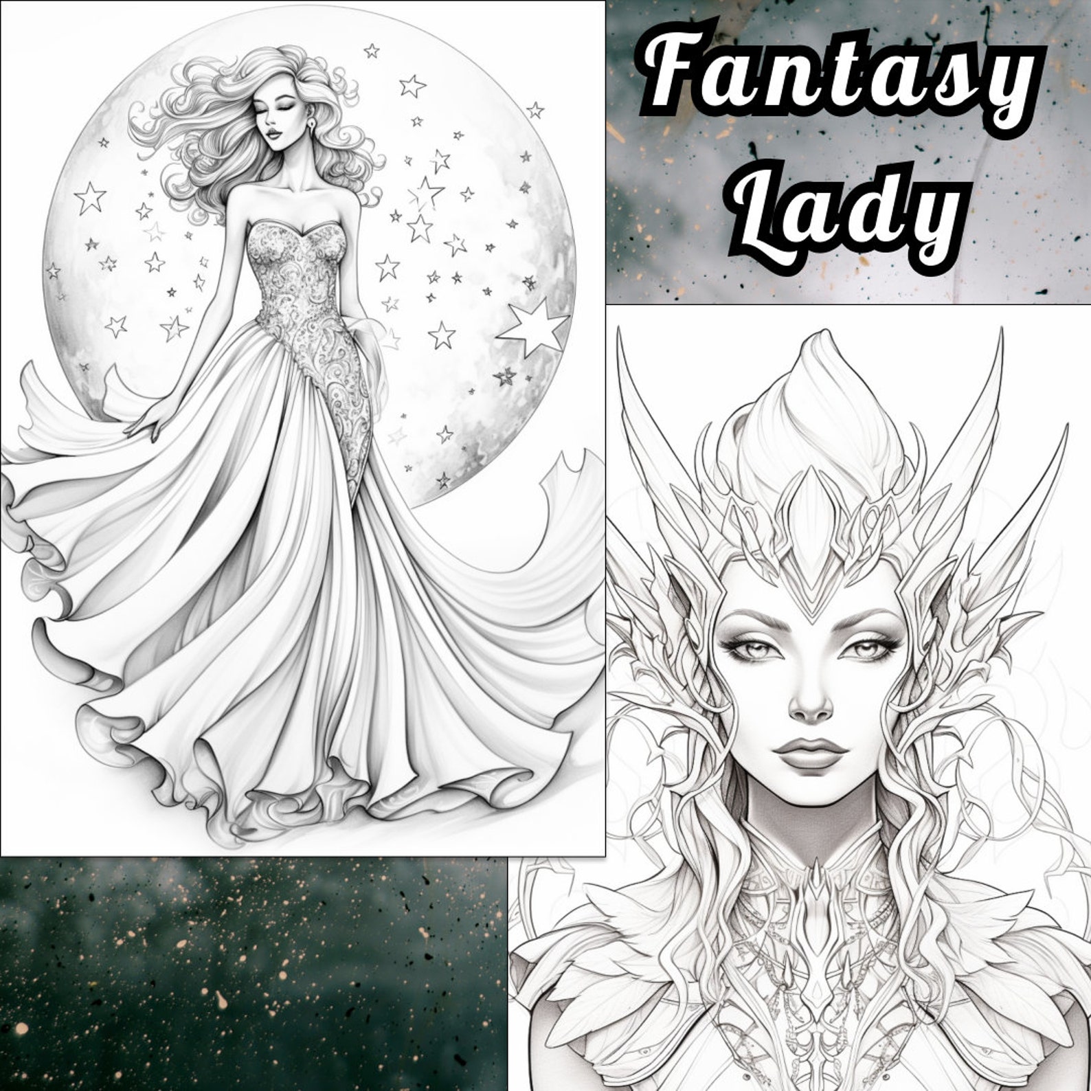32 Lady Coloring Page, Lady Coloring Book, Fantasy Lady Coloring Book ...