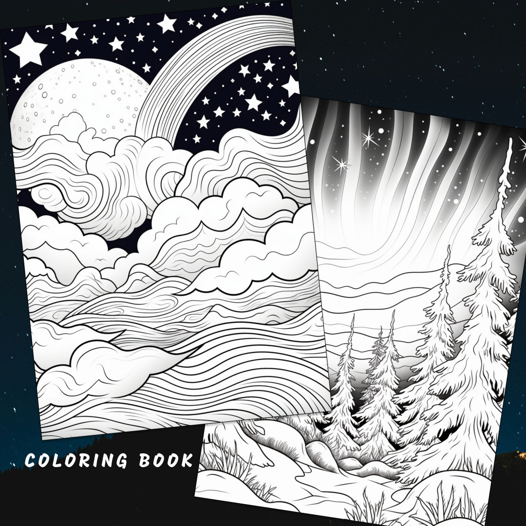 35 Night Beauty Coloring Page, Night Coloring, Moonlight Coloring Book ...