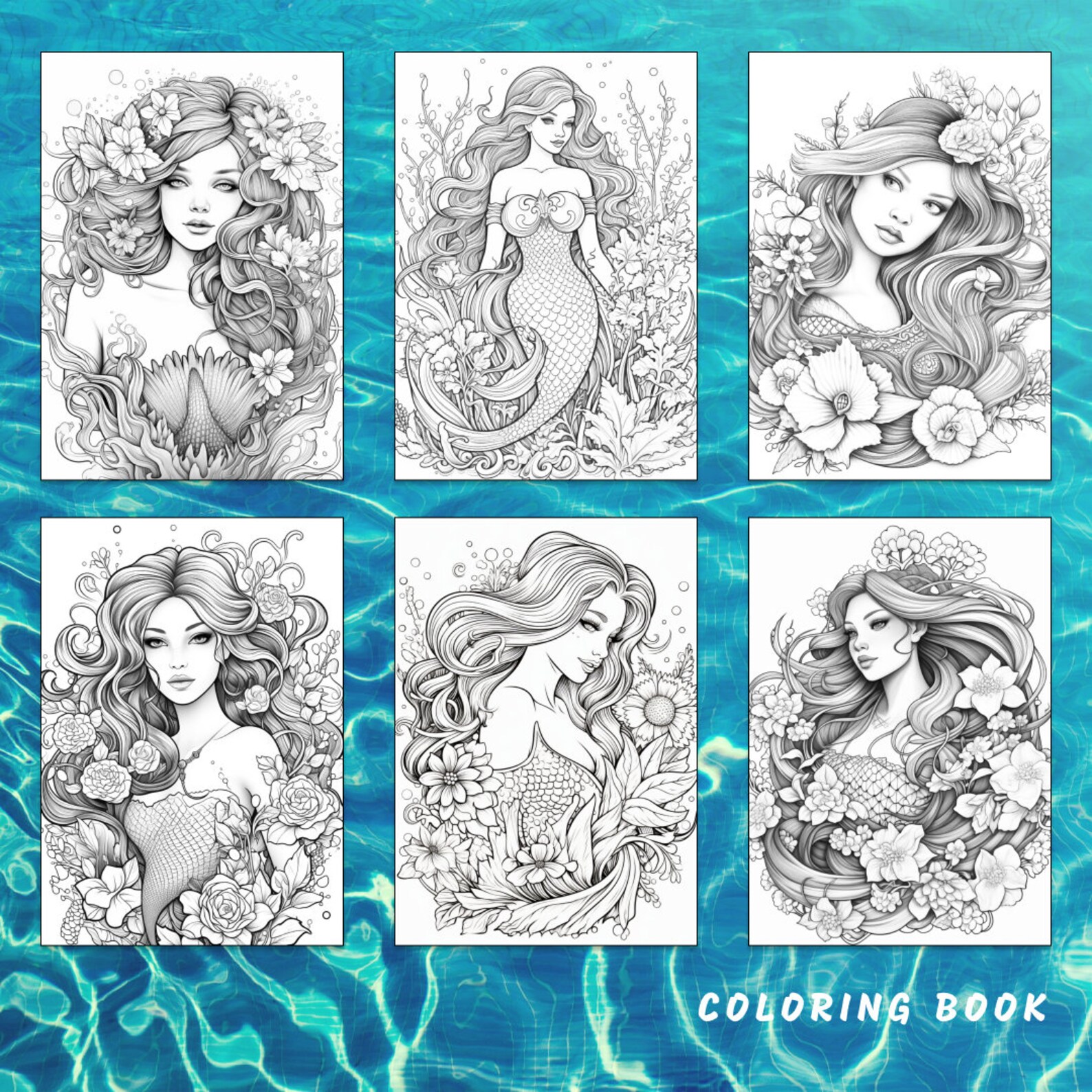 40 Mermaid Coloring Page, Mermaid Coloring Book, Coloring Book, Adults ...