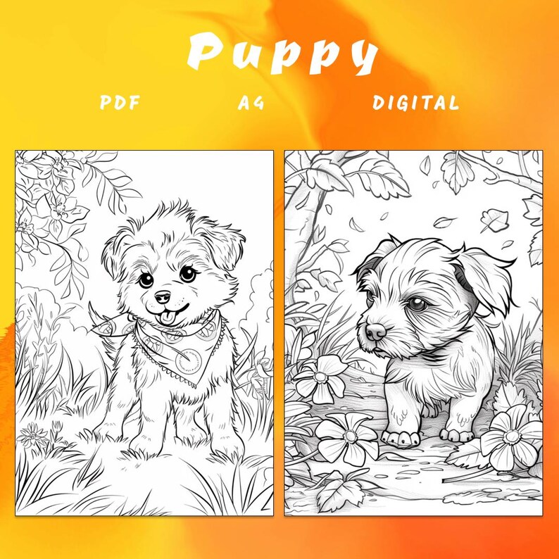 26 Puppy Coloring Page, Dogs Coloring Book, Cute Dog Coloring Book ...