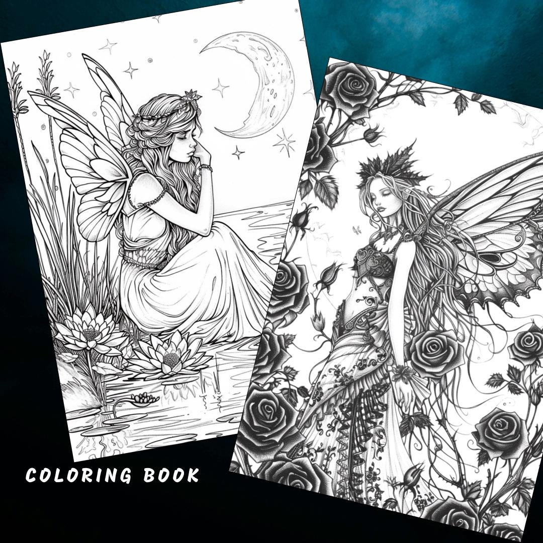 24 Gothic Fairy Coloring Book, Fairy Coloring Pages,fantasy, Fairy ...