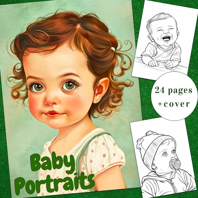 24 Baby Portraits Coloring Page, Baby Coloring Book, Portraits Coloring ...