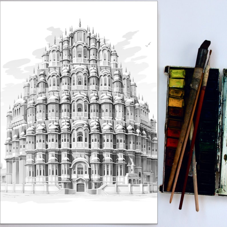 25 India Coloring Page, India Architecture Coloring, Indian Scenes ...