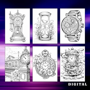 25 Clock Beauty Coloring Page, Clock Coloring, Flowers Coloring Book ...