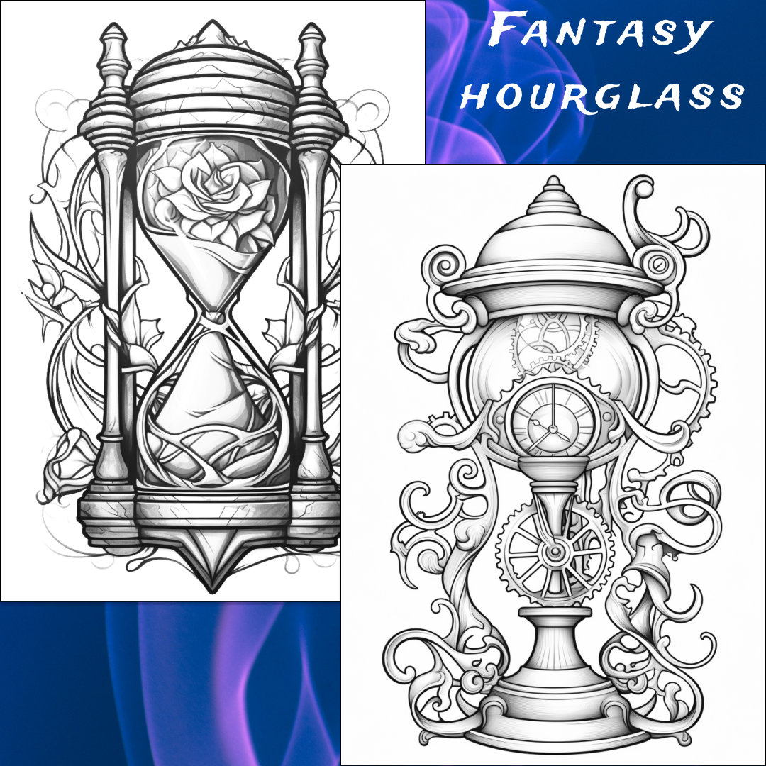 27 Fantasy Hourglass Coloring Page Fantasy Coloring - Etsy
