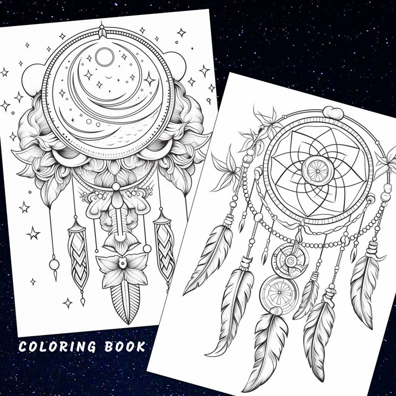 25 Dream Catcher Coloring Page, Fantasy Coloring Book, Night Catcher ...
