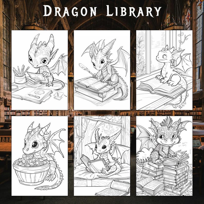 27 Dragon Library Coloring Page, Cute Dragon Coloring, Library Coloring ...