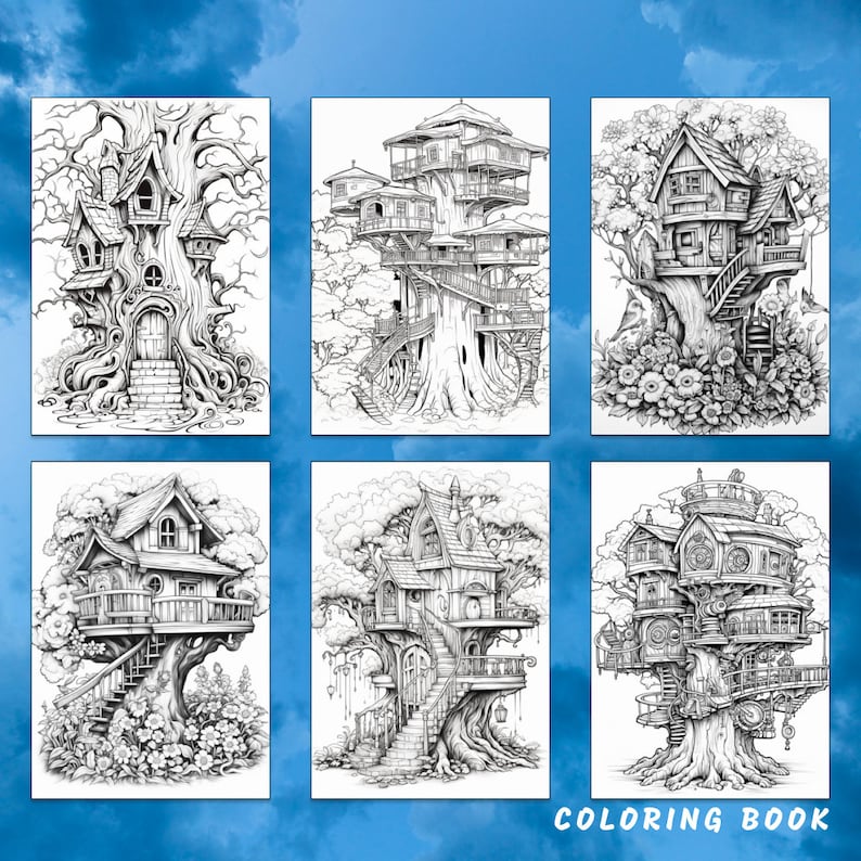 30 Treehouse Coloring Page, Tree Coloring, Magic House Coloring Book ...