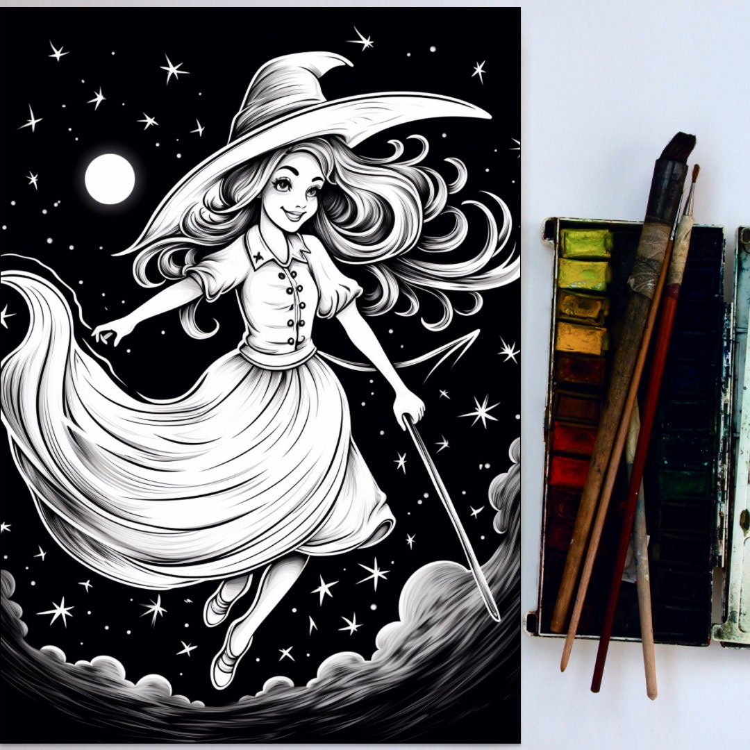 30 Witches Coloring Page, Autumn Coloring, Magic Witch Coloring Book ...