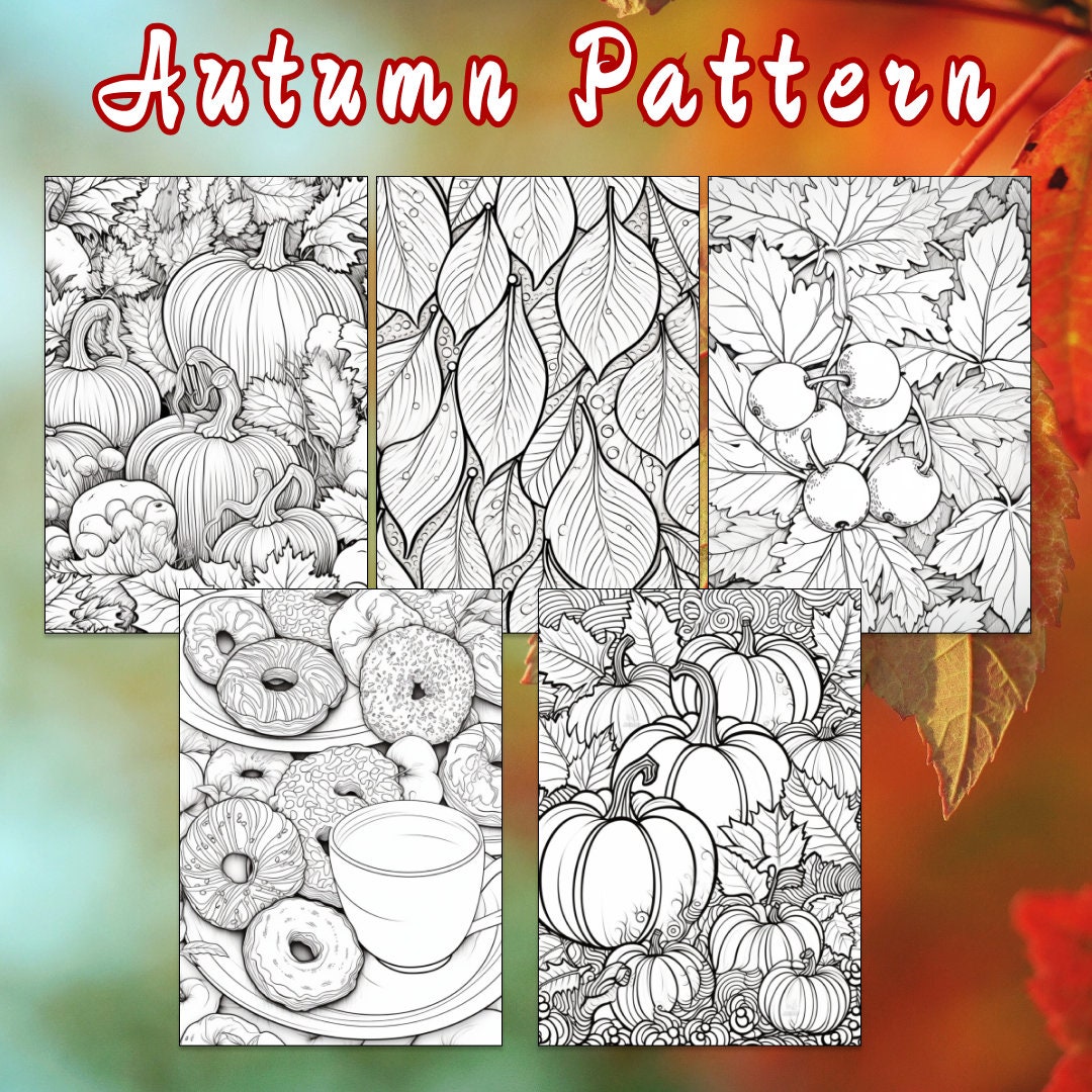 18 Autumn Pattern Coloring Page, Autumn Coloring Book, Pattern Coloring ...