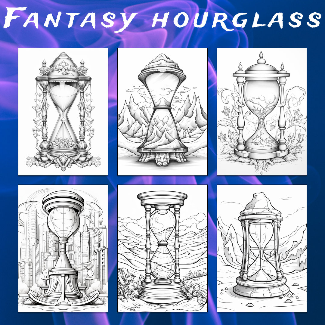27 Fantasy Hourglass Coloring Page Fantasy Coloring - Etsy