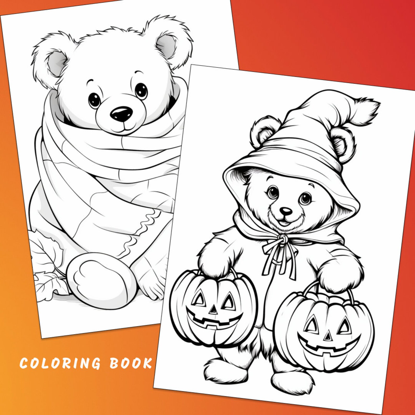 25 Autumn Bear Coloring Page, Cute Bear Coloring Book, Coloring Book ...