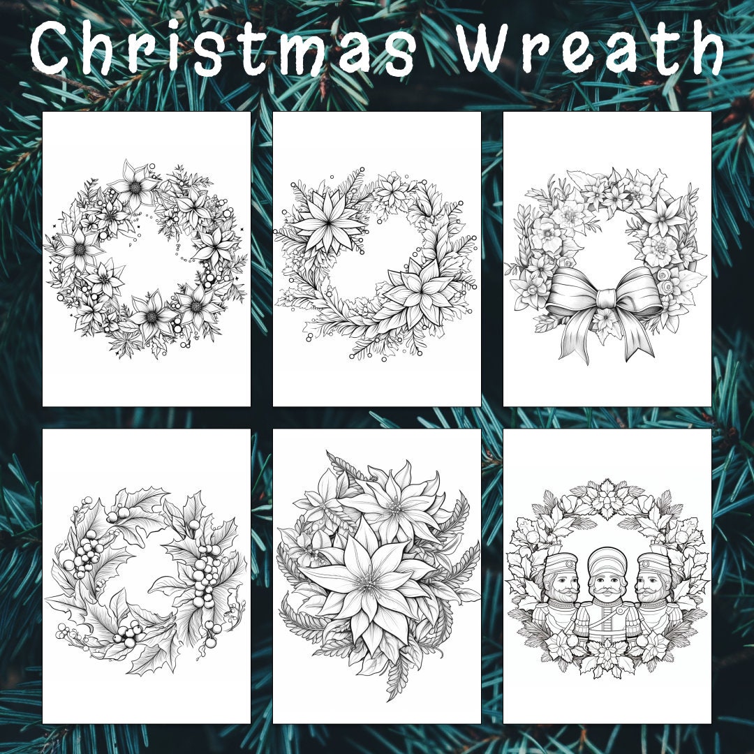 30 Christmas Wreath Coloring Page, Christmas Coloring, Wreath Coloring ...