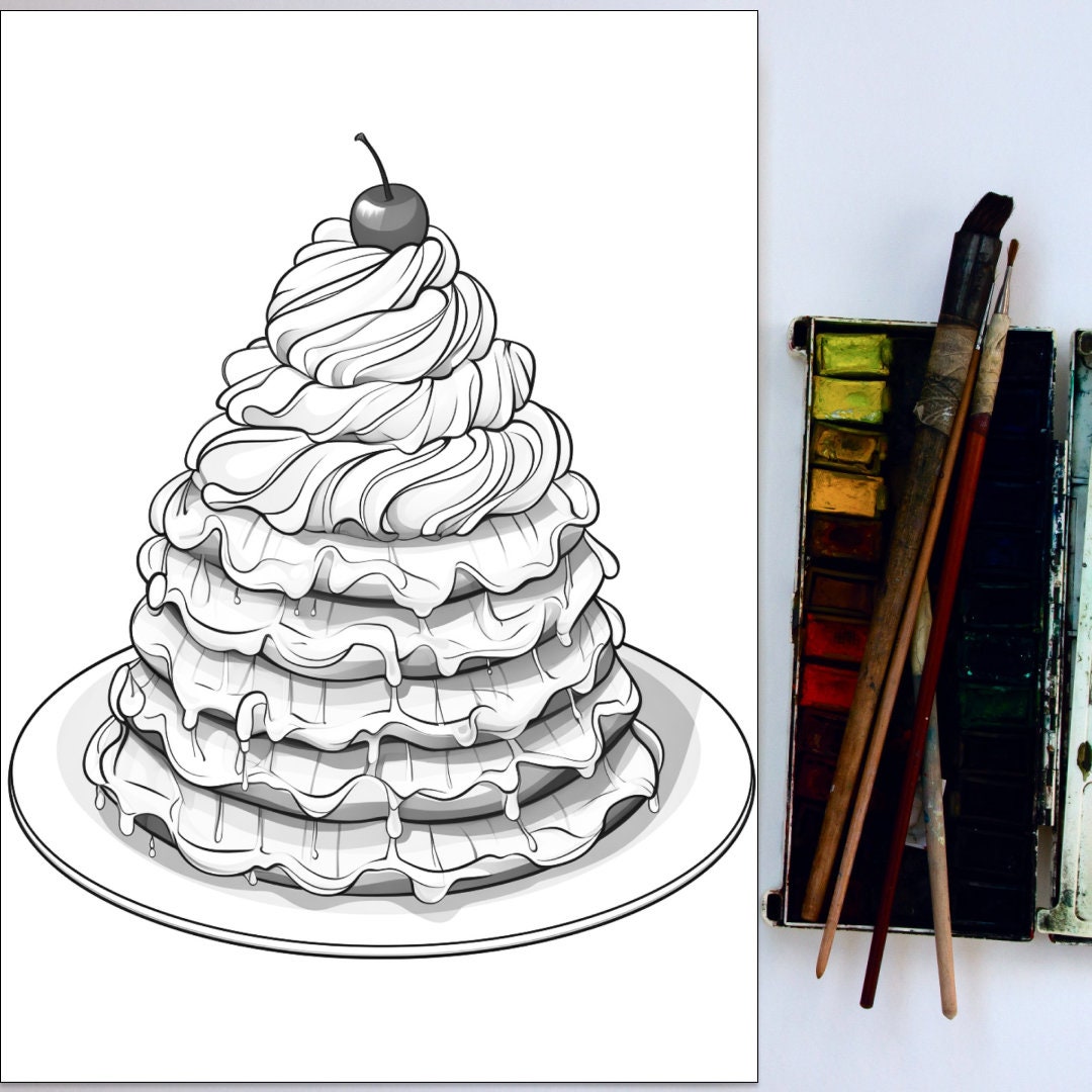 27 Desserts Coloring Page Cakes Coloring Book Desserts - Etsy
