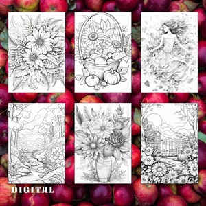 34 Autumn Coloring Page, Autumn Coloring Book, Coloring Book, Adults ...