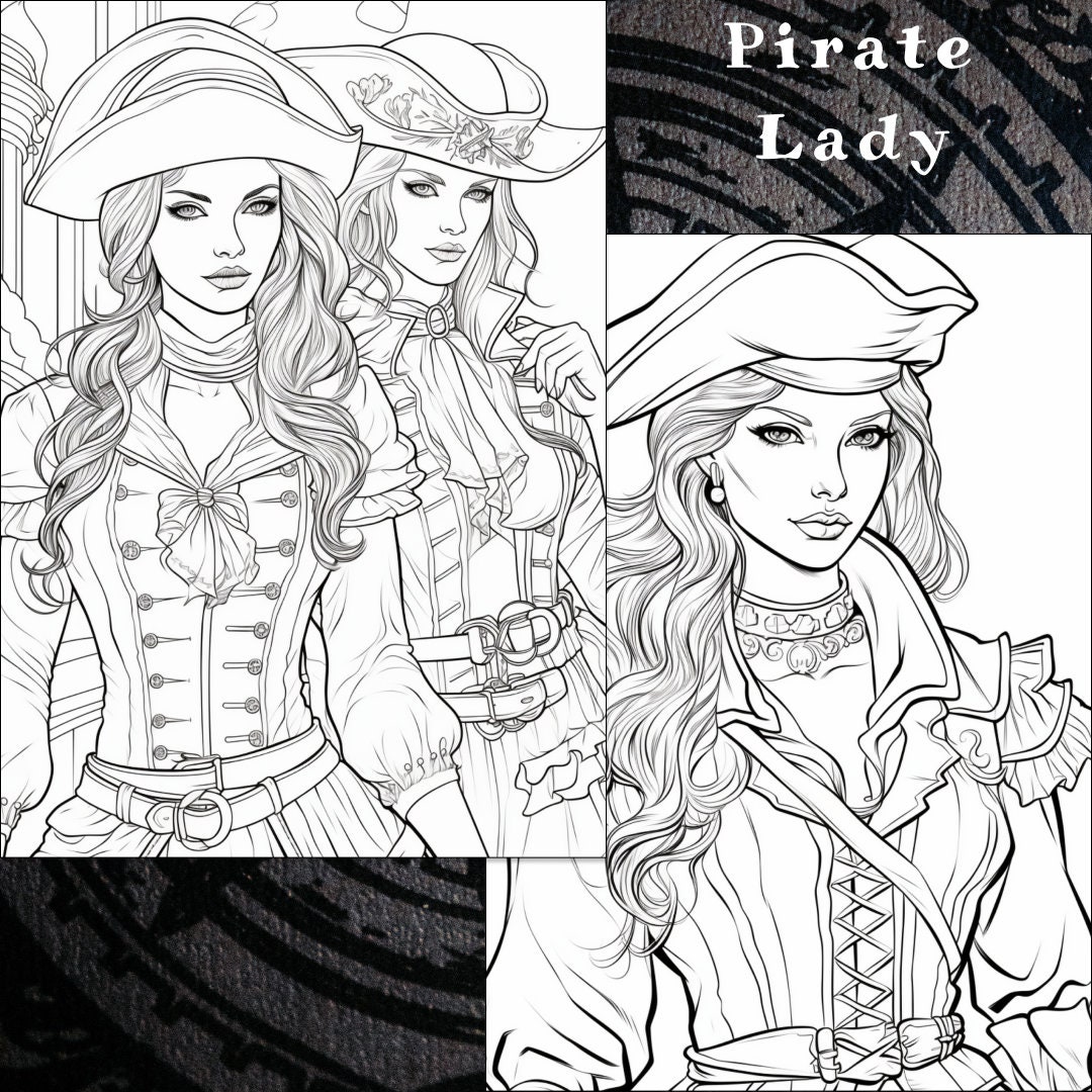 27 Pirate Lady Coloring Page, Pirates Coloring Book, Fantasy Coloring ...