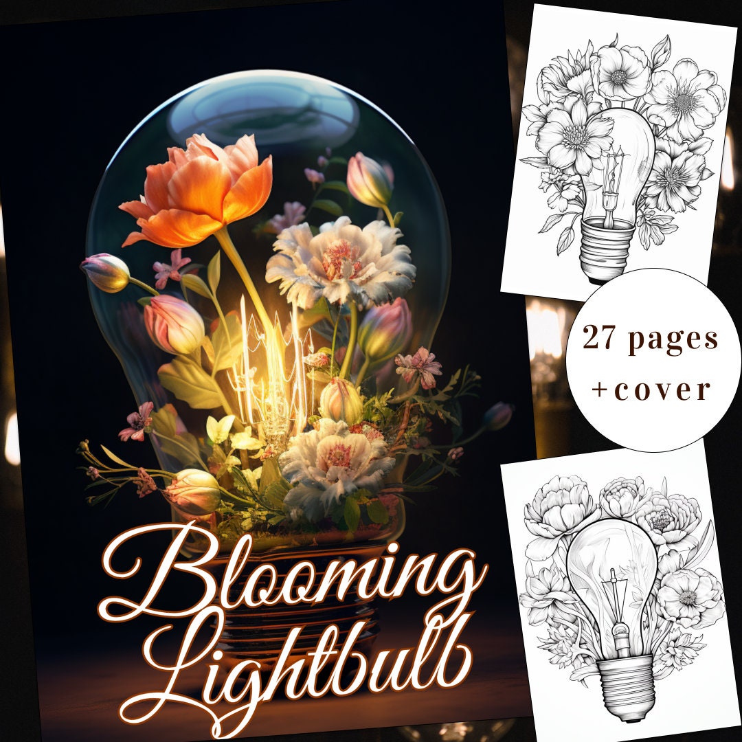 27 Blooming Lightbulb Coloring Page, Flower Coloring,lightbulb Coloring ...