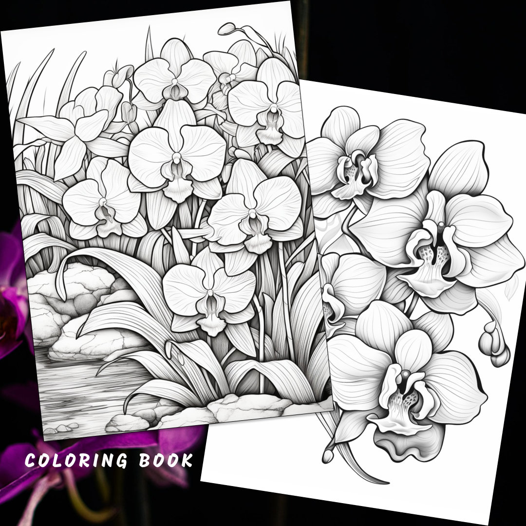 27 Orchids Beauty Coloring Page, Flowers Coloring Book, Orchids ...