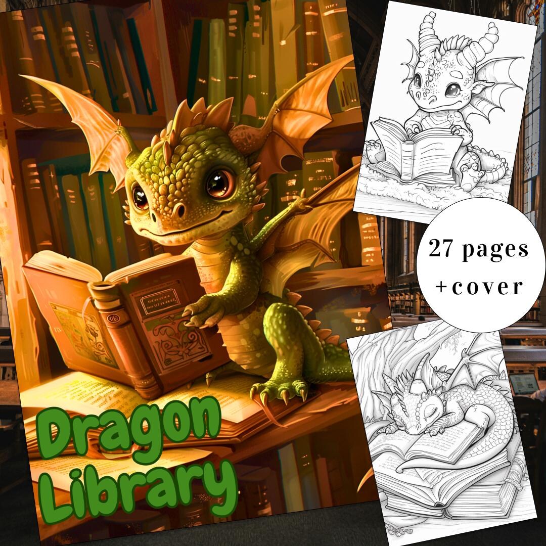 27 Dragon Library Coloring Page, Cute Dragon Coloring, Library Coloring ...