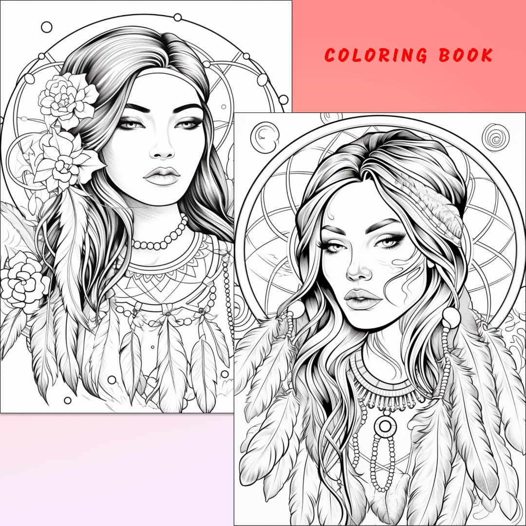 32 Lady Coloring Page Book, Lady and Catchers Coloring, Adults Kids ...