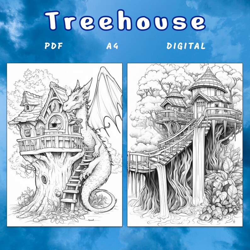 30 Treehouse Coloring Page, Tree Coloring, Magic House Coloring Book ...